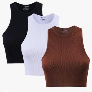 Tops | 3 Brand New Crop Tank Top Ribbed Crop Top | Poshmark